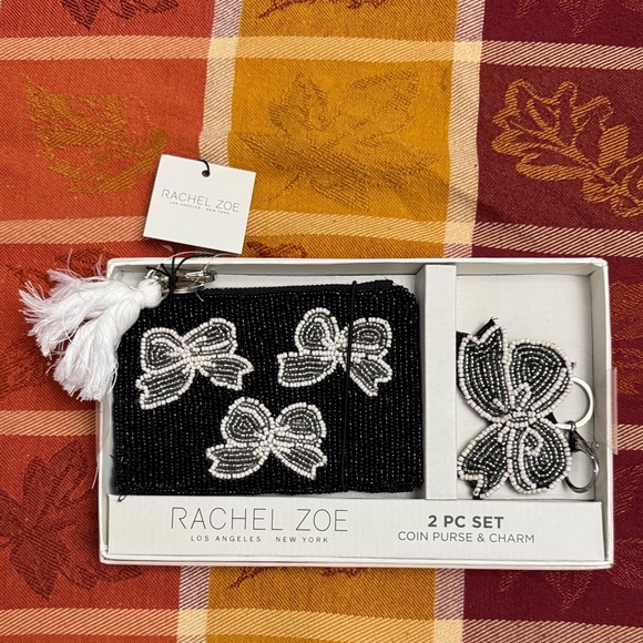 Rachel Zoe | Bags | Rachel Zoe Black And White Beaded Bow Coin Purse ...